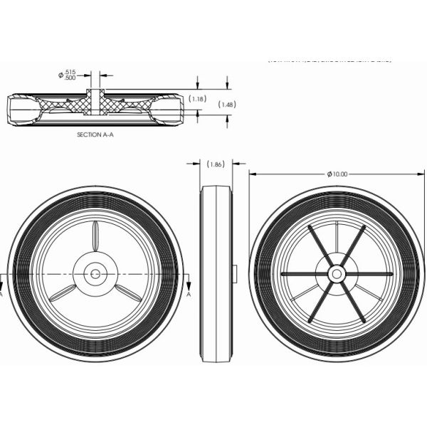 19595 - Wheel - 10" Plastic, Smooth Tread